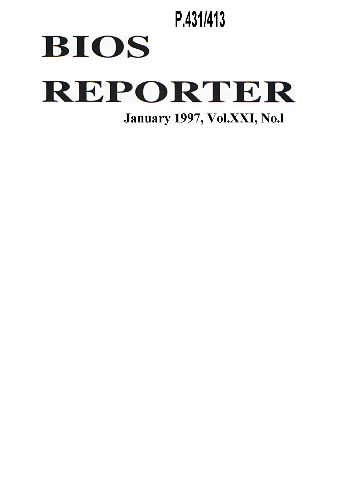 BIOS Reporter – Volume 21, No.1 – January 1997 – BIOS